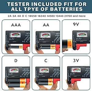 SORFHOUR 250+ Slots Large Battery Storage Organizer Holder, Batteries Organizer Case Storage Box Holder for 2A 3A 4A C D 9V 3V Lithium Button Batteries (Tester Included, NO Batteries)