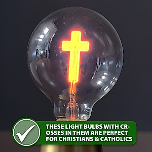 Mandala Crafts Christian Light Bulb Crucifix Bulb Jesus on The Cross Catholic Novelty Bulb 3W 120V for Pendant String Night Light (Standard Base 1 Bulb)