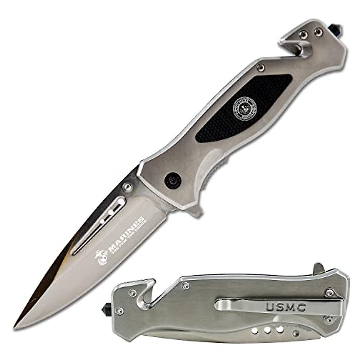 USMC Tactical Folding Knife–3.5 Inch Blade-Ideal for Hunting, Rescue & Everyday Carry Gift for Marines Disabled USMC Vet Owned SMALL Business