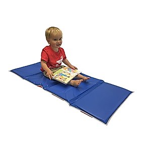 KinderMat, 5/8" Thick KinderMat, 4-Section Rest Mat, 45" x 19" x 5/8", Red/Blue with Grey Binding, Great for School, Daycare, Travel, and Home, Made in The USA
