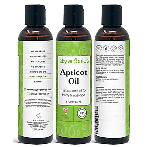 Sky Organics Apricot Oil for Body, 100% Pure & Cold-Pressed to Moisturize, Soften & Nourish, 8 fl. Oz
