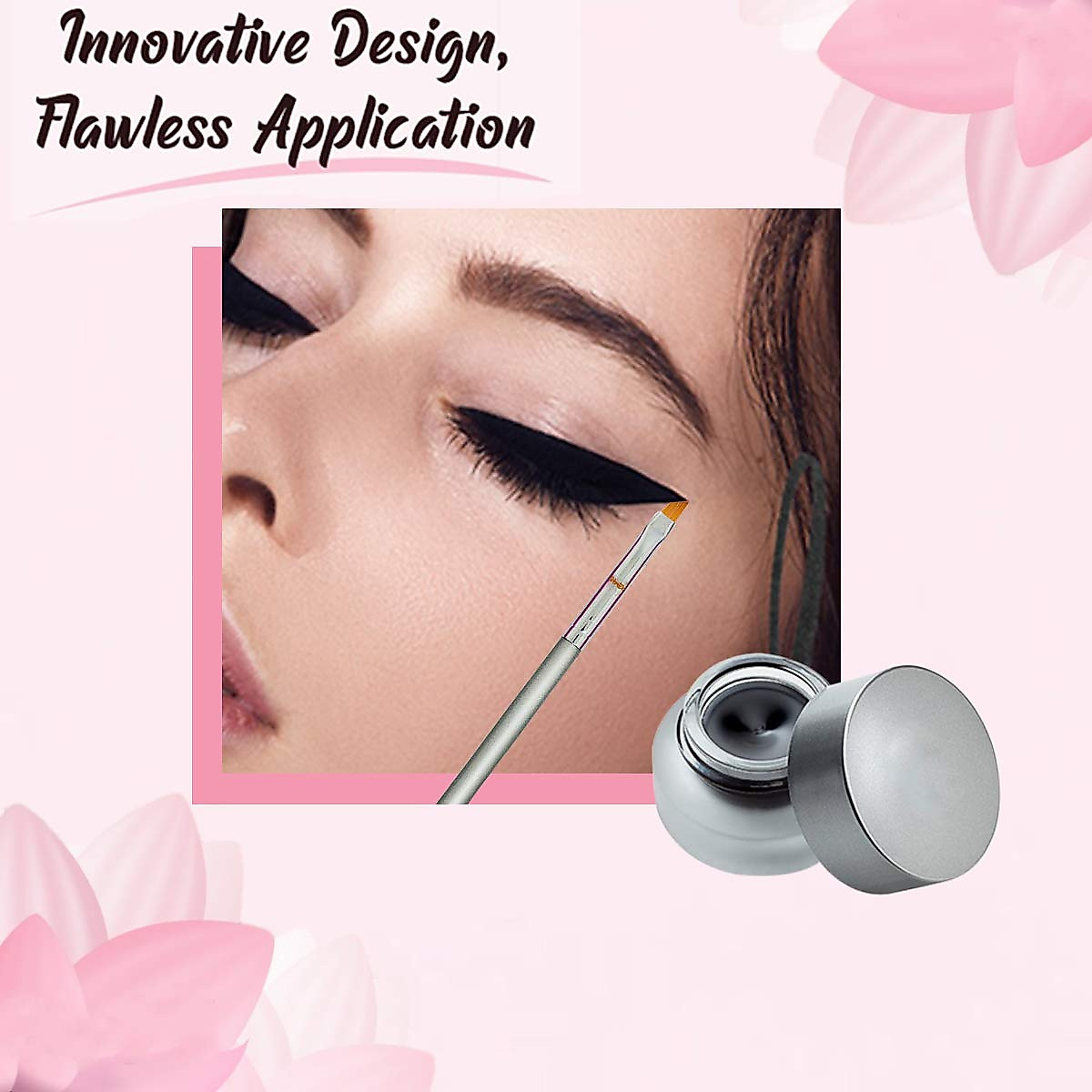 Eyeliner Brush Fine Angled Set - For Liquid Gel Liner Applicator Bent Stencils Thin Pencil Pen Real Small Sharpener Angle Wing Tips Firm Makeup Brushes Black Stamp Winged Kit Flat Waterproof Cat Eye