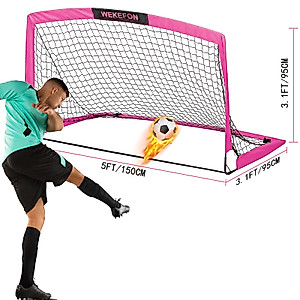 WEKEFON Soccer Goal 5' x 3.1', Pink, Portable for Backyard Games & Training, 1 Pack