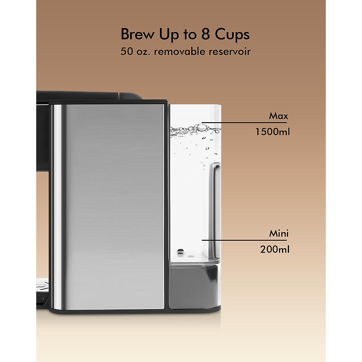 SIFENE 3-in-1 Single Serve Coffee Maker for K-pods, Ground Coffee, and Loose Leaf Tea, Custom Temperature and Strength Control, Quick Brew with Large 50 oz Reservoir