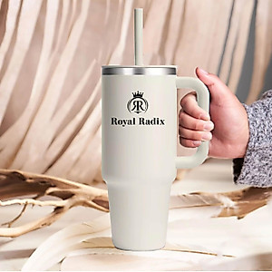 Royal Radix 40oz Insulated Tumbler with Handle & Straw, Stainless Steel Travel Mug, Leak-Proof, Hot & Cold Beverage Cup, BPA-Free, Dishwasher Safe, for Coffee & Water