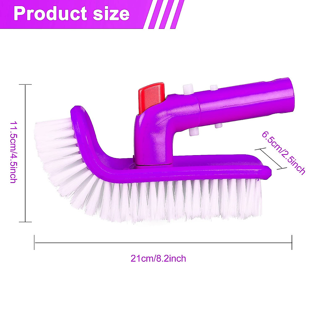 Professional Luxury Pool Step & Corner Brush,180 Degree Rotation Handle Scrub Brush,for Above Ground & Inground Swimming Pools, Spas & Hot Tubs, Fine Bristles (Pole not Included)
