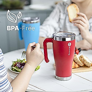 Bluwing 30 oz Tumbler with Handle-Travel Coffee Mug with Spill Proof Lid, Double Wall Vacuum Insulated Tumbler Cups for Women and Men（Black）