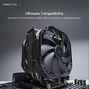 DeepCool AS500 CPU Air Cooler 5V-3Pin ARGB Sync 220w TDP 6mm x 5 Nickel Plated Copper Heat Pipes CPU Cooler with 140mm Fan PWM 1200RPM 70.81CFM for Intel LGA 1700/1200/1151/1150/1155 AMD AM5/AM4
