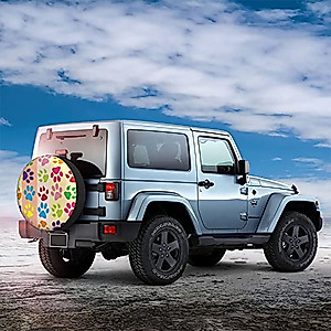 Spare Tire Cover Dog Paw Print Waterproof Dust-Proof Universal Spare Wheel Tire Covers 14 Inch Inch Fit for Rv Trailer Truck SUV Truck Camper Travel Trailer Accessories
