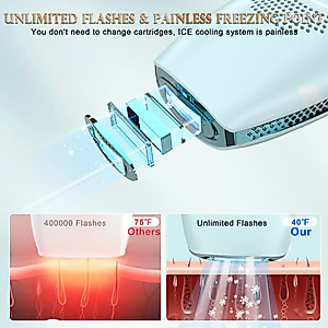 DEESS IPL Laser Hair Removal with ICE Freezing Point Cooling System, Unlimited Flashes at-Home Permanent Hair Removal Device for Women and Men, Long-lasting Reduction of Body & Face Hair Regrowth