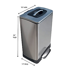 Household Essentials Trash Krusher Manual Trash Compactor, 40 L, Stainless Steel