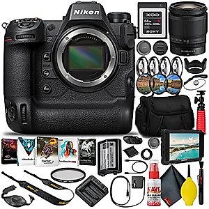 Nikon Z9 FX-Format Mirrorless Camera Body (1669) + 24-200mm f/4-6.3 VR Lens + 64GB XQD Memory Card + 7" HD Monitor + Editing Software + Camera Bag + Pro Filter Kit + 12" Tripod (Renewed)