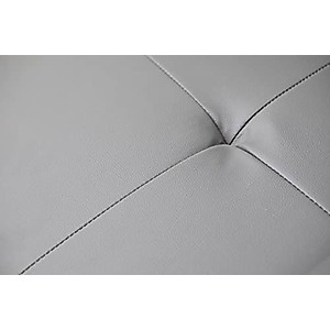 Eafurn Faxu Leather Convertible Sofa Bed with Cup Holders,Folding Futon Couch Recliner Sleeper Loveseat Reversible Daybed, Button Tufted Sofabed with Removable Pillow Top Armrests, Grey 67"