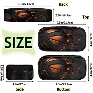 Pencil Case PU Leather Pencil Pouch Pencil Bags Soccer Pencil Organizer with Zipper, Adults Pencil Boxes Makeup Bag Ball Net Pencil Storage Bag for Office School