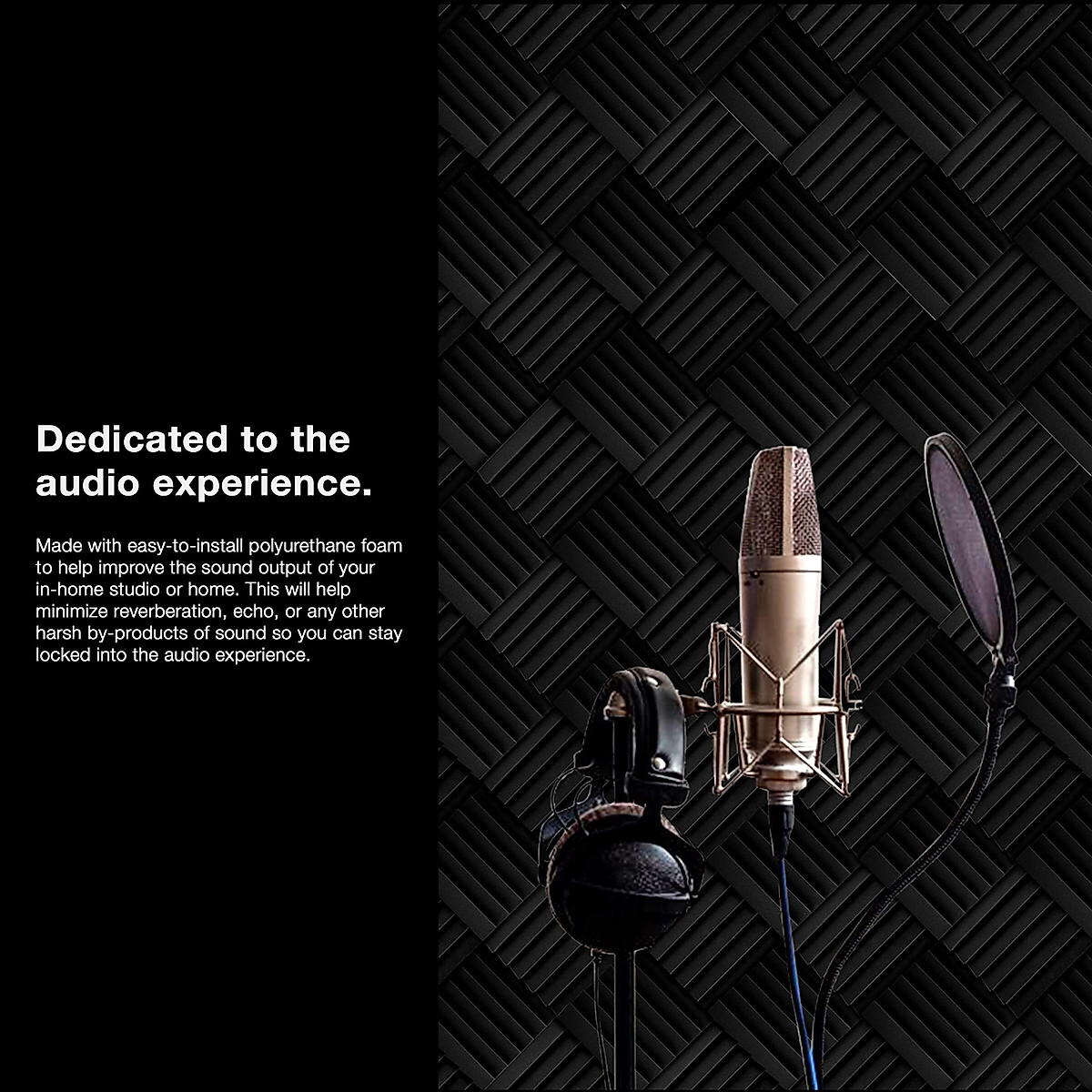 Fstop Labs Acoustic Foam Panels 12" X 12" X 2" Acoustic Foam Sound Absorbing Panel, Studio Wedge Tiles, Sound Panels wedges Soundproof Foam Sound Insulation Absorbing