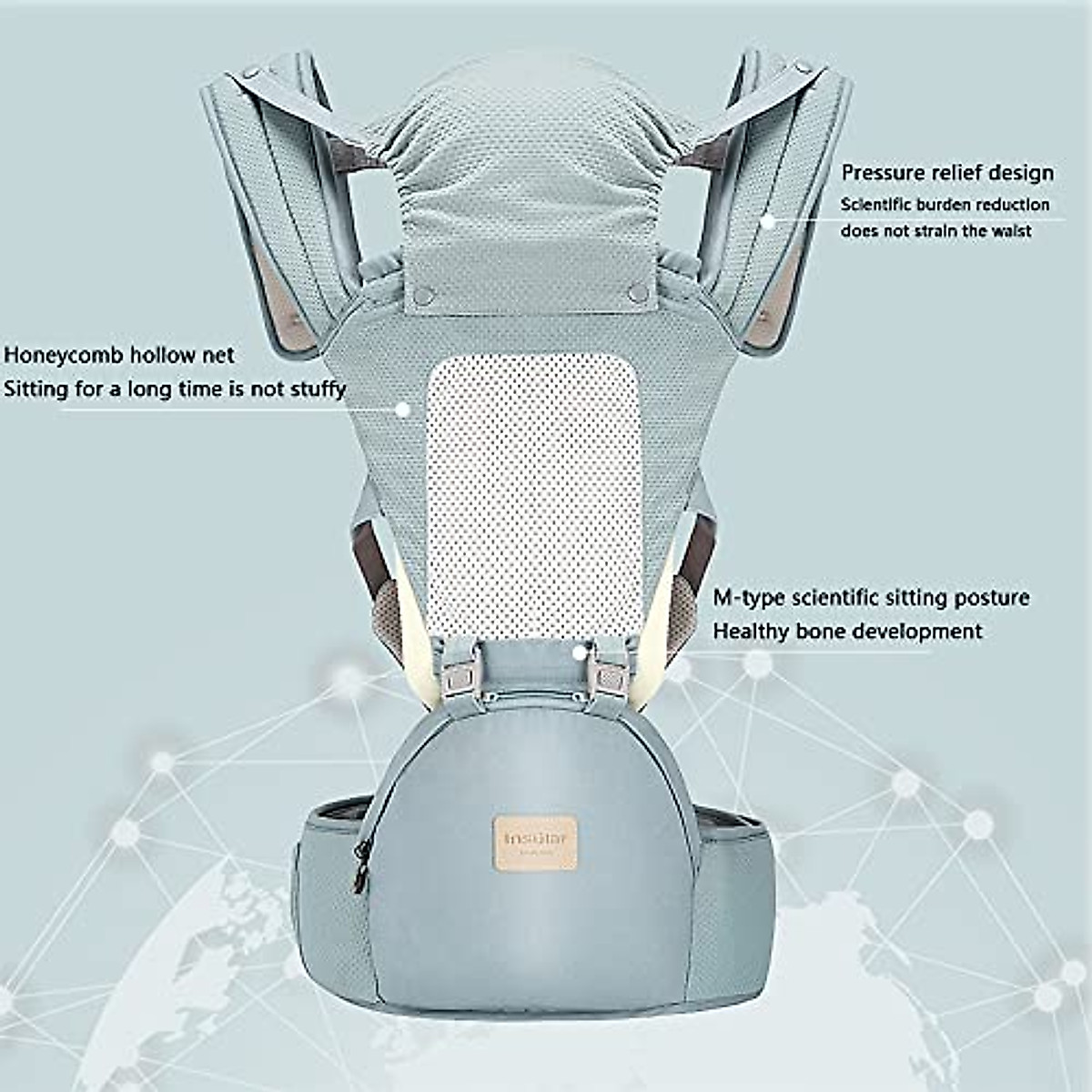 All Seasons Multi-Functional Cotton Breathable Double Shoulder Front Holding Baby Shoulder Strap Mother and Baby Articles ergonomically Comfortable Baby Convenient Adjustable (Breathable Green)