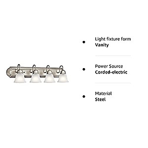 Kichler 30" 4-Light Vanity Bath Light in Brushed Nickel, Modern Bathroom Light with Clear Satin Etched Glass, (30" W x 8" H), 5338NIS