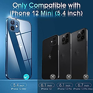 Supdeal Crystal Clear Case for iPhone 12 Mini, [Not Yellowing] [Camera Protection] [Military Grade Drop Tested] Transparent Shockproof Protective Phone Case Soft Silicone Slim Cover, 5.4 inch, Blue
