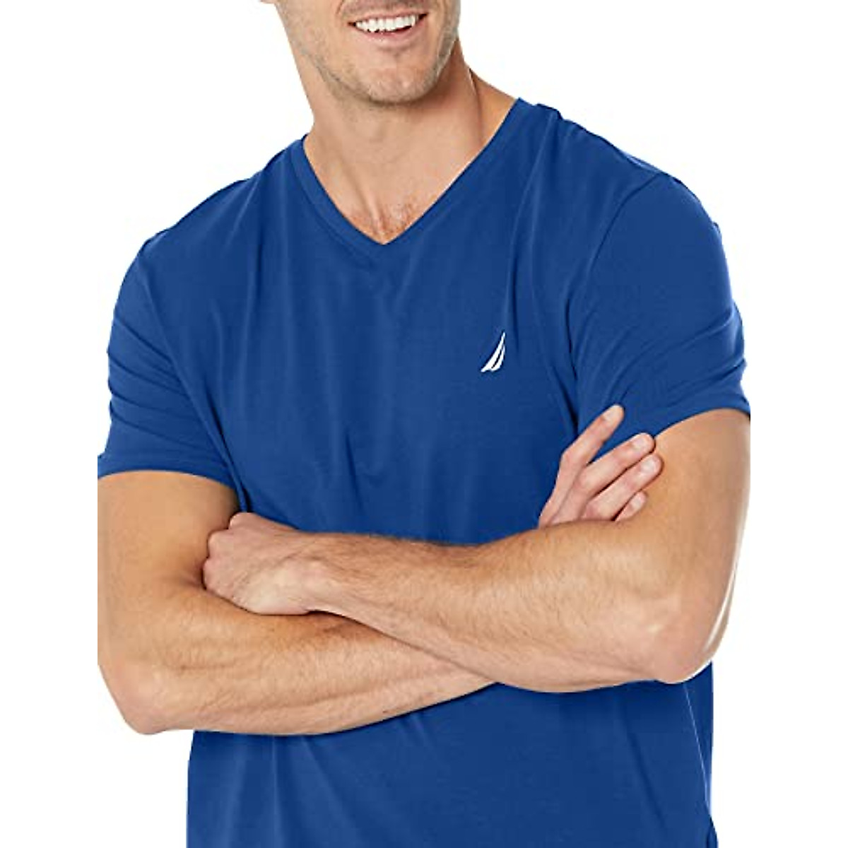 Nautica Men's Short Sleeve Solid Slim Fit V-Neck T-Shirt, Royal Blue, X-Large