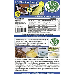 LC Foods Thick and Saucy | Low Carb Thickener | Natural Ingredients | Gluten-Free | No Added Sugar | No Preservatives | Diabetic Friendly | Low Carb Gravy | Zero Net Carbs (3.7Oz)