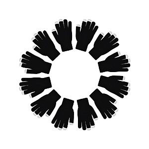 Pangda 12 Pairs Touchscreen Gloves Stretch Knitted Texting Gloves Warm Windproof Solid Color Mittens For men and Women (Black)