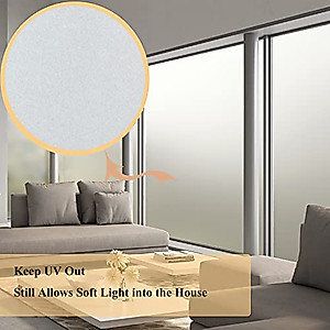 LONGYONG Window Privacy Film Frosted Glass Static Cling Window Film Non-Adhesive Frosted Window Film for Bathroom Home Office 23.6x118 Inches Pure