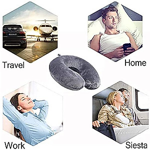 Travel Neck Pillow - Memory Foam Pillow Support Pillow,Luxury Compact & Lightweight Quick Pack for Camping,Sleeping Rest Cushion (Grey)