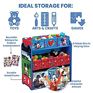 Delta Children Disney Mickey Mouse 6 Bin Design and Store Toy Organizer