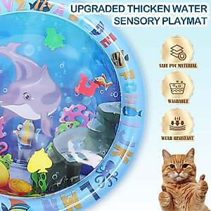 Water Sensory Playmat for Cats, Thickened Upgraded Cat Dog Toys Bored Pet Animals Cat Kicker Toys Self Play Mat, Interactive Toys Pet Water Sensory Mat Pad Pet Cooling Mat Indoor Outdoor Exercise