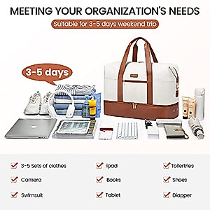 LOVEVOOK Weekender Bag, Large Travel Duffel Bag for Women with 2 Packing Cubes, Carry on Overnight Bag with Shoe Compartment, Mom Hospital Bags for Labor and Delivery