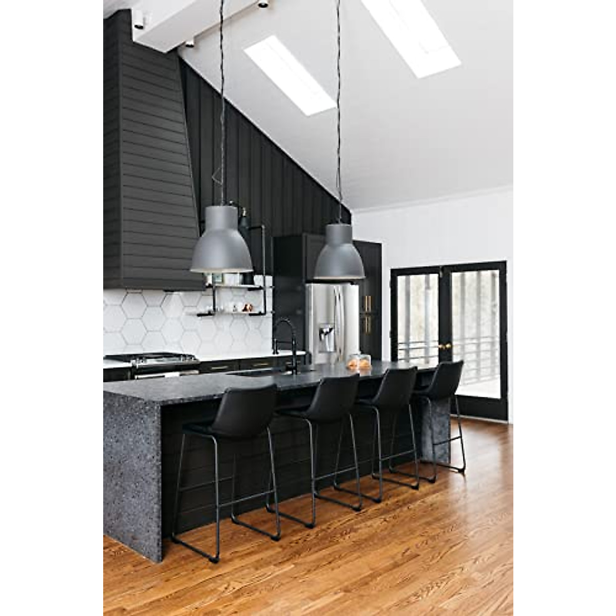 Signature Design by Ashley Centiar Urban Industrial 28.75" Pub Height Bucket Seat Barstool, 2 Count, Black