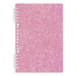Coikll Pink Glitter Texture Spiral Notebook Detachable Ruled Wirebound Paper Durable Spiral Binding Note Book for Work, Writing, Journaling-60 Sheets