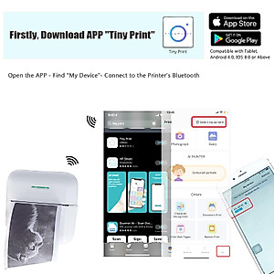 Mini Inkless Sticker Printer , HD Mini Thermal Sticky Note Printer Print Pod Sticker Maker, Mini Portable Bluetooth Pocket Printer for School Notes DIY Label/Lists, Mini Printer for iPhone & Android