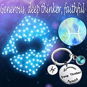 bobauna 12 Zodiac Constellation Keychain Birthstone Astrology Horoscope JewelryBirthday Gift Gift For Family Friend (deep thinker faithful keychain)
