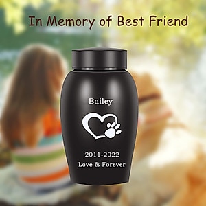 Yoinnt Personalized Pet Urns for Dogs and Cats, Customize Ashes Keepsake, Memorial Urns with Paw Print, Stainless Steel Cremation Loss Memorial Remembrance Gift