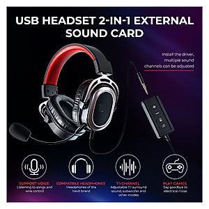 Compatible for HAVIT H2008d Wired Gaming Headset with 3.5mm Plug 50mm Drivers Surround Sound HD Mic Compatible for PS4 PS5 Xbox PC Laptop Gamer Headphone (Color : 7.1 USB and 3.5mm)