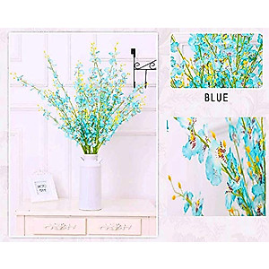 MISSWARM 10 PCS Dancing Lady Orchids Butterfly Artificial Flowers, 38 Inches Silk Artificial Flower Fake Flowers for Wedding and Home Decoration(Teal Blue)