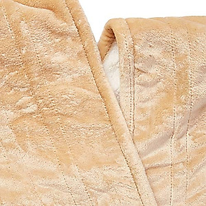 Beautyrest Reversible Sherpa to Fleece Electric Wrap Poncho Blanket Shawl Wearable, Auto Shut Off, Virtually Zero EMF, Multi Heat Setting, UL Certified, Machine Washable, Tan 50" x 64"