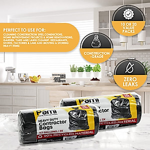 PAMI 42 Gallon Heavy Duty Trash Bags, Tear & Puncture Resistant Black Construction Bags, Contractor Bags for Yard Waste, Construction Sites