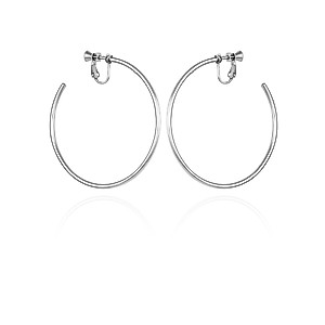 Vince Camuto Silver-Tone Large Open Hoop Clip On Earrings For Women