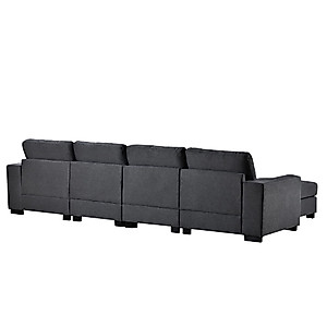 U Shaped Couch with Reversible Chaise Oversized Sectional Couches for Living Room Modern Modular Sectional Sofa Comfy Cloud Couch with Deep Seat for Office Apartment, Gray