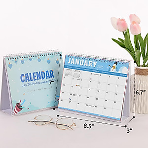 SKYDUE Small Desk Calendar 2023, Desk Calendar from Jan.2023 to Jun.2024, 7" x 8.5", Standing Desk Calendar with To-do List & Notes for Kitchen Office School