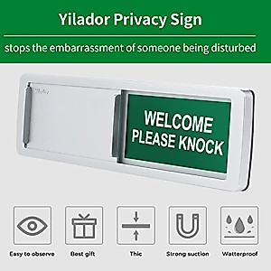 Privacy Sign, Do Not Disturb/Welcome Sign for Home Office Restroom Conference Hotles Hospital, Privacy Slide Door Sign Tells Whether Room in Vacant or Occupied, 7'' x 2'' Indicator - Silver