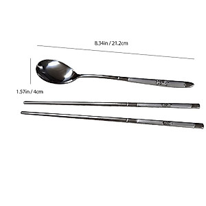 GARASANI Korean Traditional Cutlery Stainless Steel Spoons and Chopsticks Set (Silver Turtle)