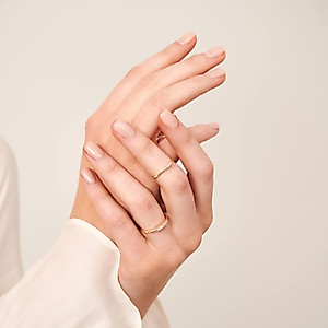 GELIN 3 Stone Diamond Ring in 14K Solid Gold | 14k Yellow Gold Stackable Rings, Size 5