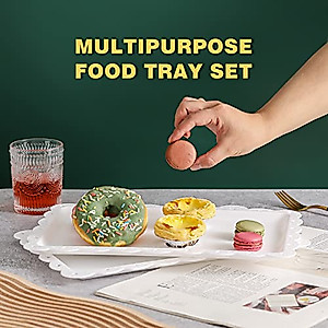 Serving Tray Food Tray for Fast Food | Snack | Fruit | Dessert - Plastic Trays Serving Platter for Kitchen | Cafeteria | Restaurant | Party | 14 x 9 Inches （4 pack)