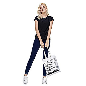 Ihopes Just One More Chapter Reusable Tote Bag | Funny Bookworm Library Canvas Tote Bag School Bag Book Lovers Gift for Teens Men Women Friends Kids