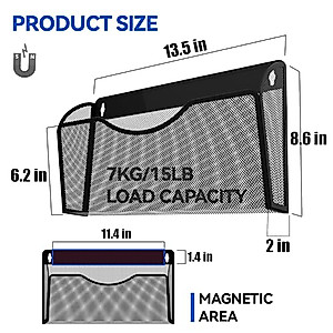 LQPAFZ Magnetic File Holder 3 Pockets File Folder Organizer, Office Hanging Magazine Rack for Refrigerator, White Board, No Drilling Paper Document Holder Mail Organizer for File Cabinets