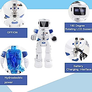 Fistone RC Robot War Warrior Remote Control Smart Robots Hydro Electric Hybrid Intelligent Interactive Action Figure Early Education Kids Toy with Dancing Singing