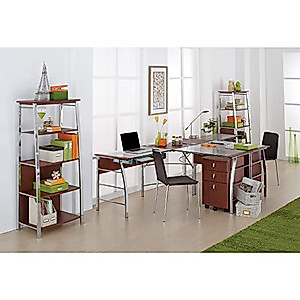 Realspace® Mezza 62"W L-Shaped Desk, Cherry/Chrome